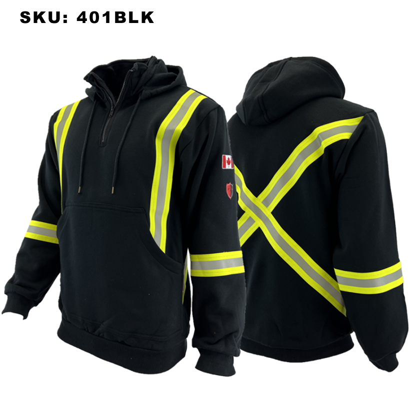 Econo Pullover FR Hoodies with 2” Stripes & 1/4 Zip